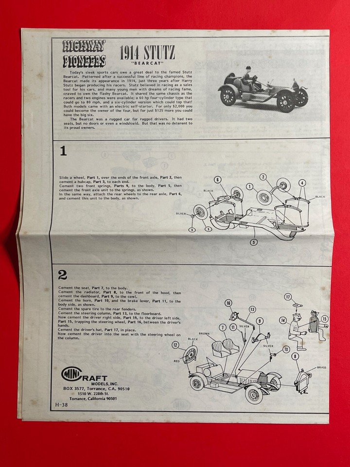 Minicraft - 1914 Stutz / 1915 Ford Model T- Original Model Kit ...