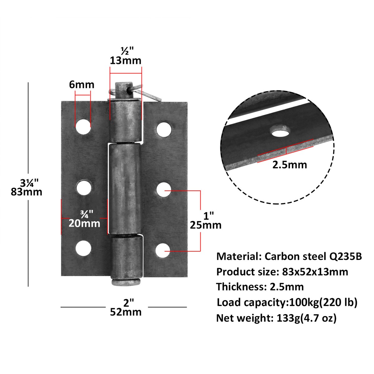 Door Hinges Dimensions