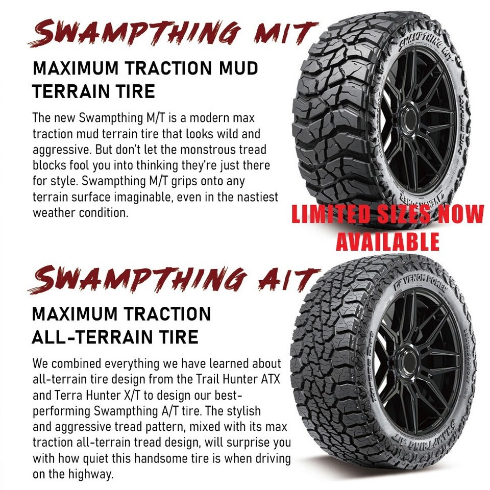 4 NEW 35X12.50R20 Venom Swamp Thing X-MT Mud Tires 35 12.50 20 LRE 10 ...