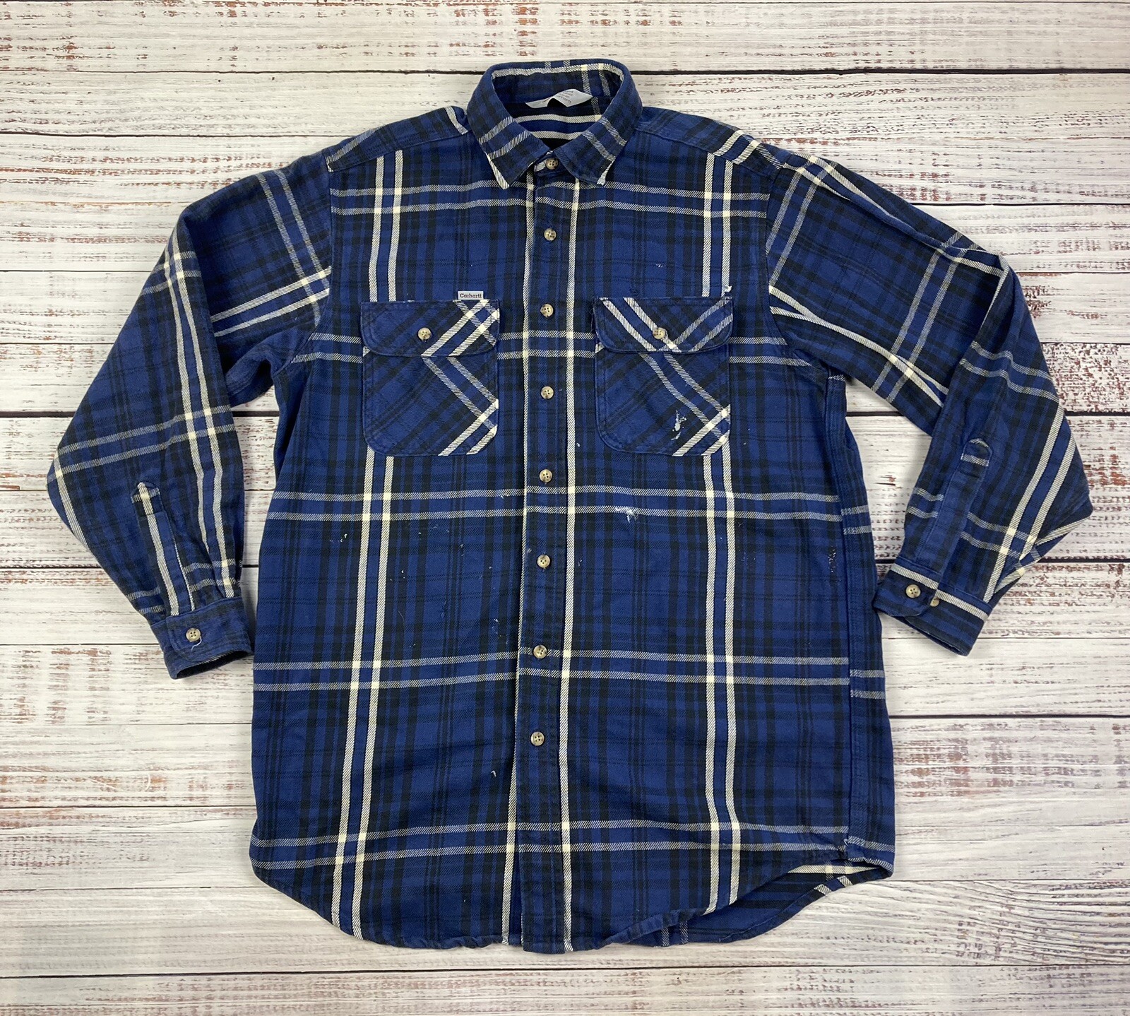 VTG Carhartt Plaid Flannel Shirt Rugged Outdoor Wear … - Gem
