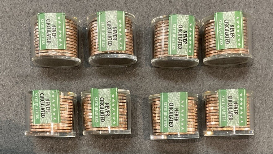 Never Circulated US State Quarters Wood & Glass Display with Sealed ...