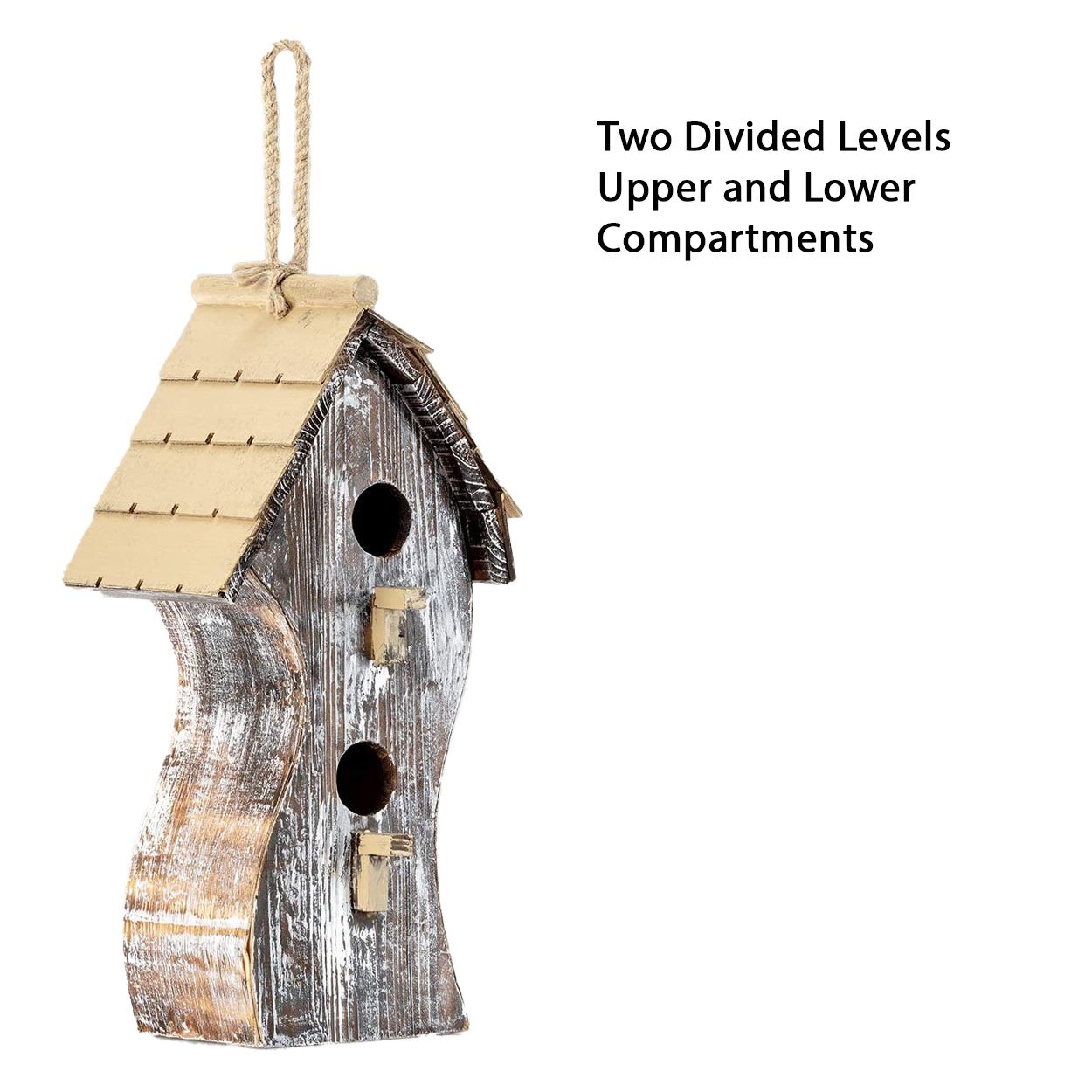 Alpine YEN144HH Wood Hanging Bird House Thatch Roof Wild Birdhouse ...
