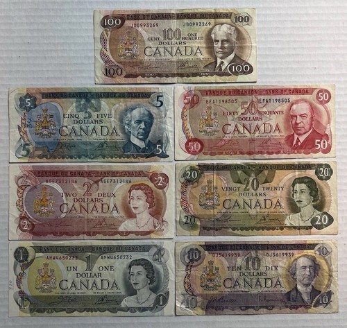 (7) 1971-1979 Bank Of Canada Notes Mixed Signatures Multi Coloured ...