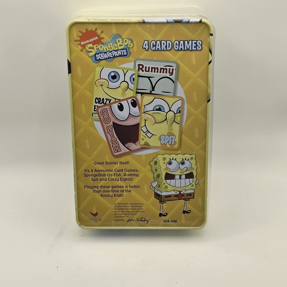 Spongebob Cardinal 4 In 1 Card Games Tin Box Set Go Fish Spit Rummy ...