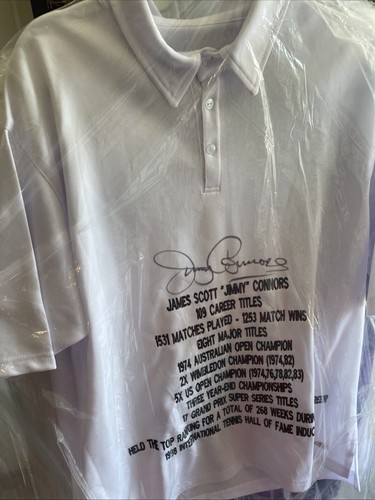 Jimmy Connors HOF CAREER STATS MAB/Cert Signed Tennis Polo Shirt - JB4 ...