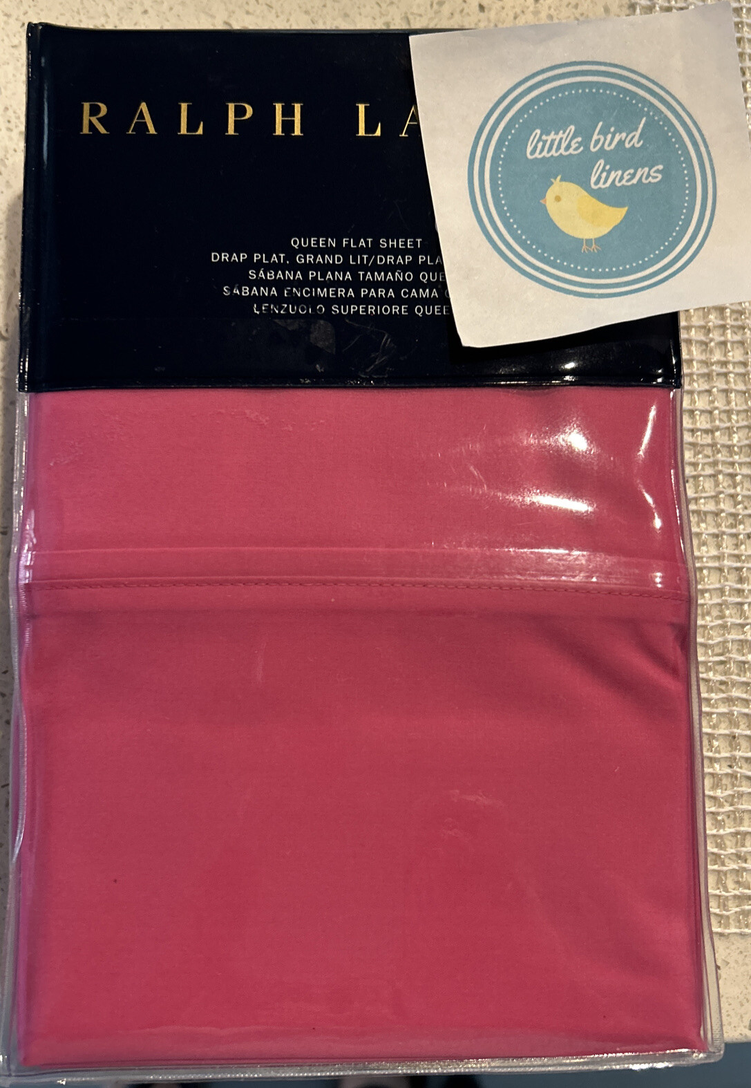 RALPH LAUREN Queen Flat Sheet MONACO PINK SOLID PERCALE 464 TC New ...