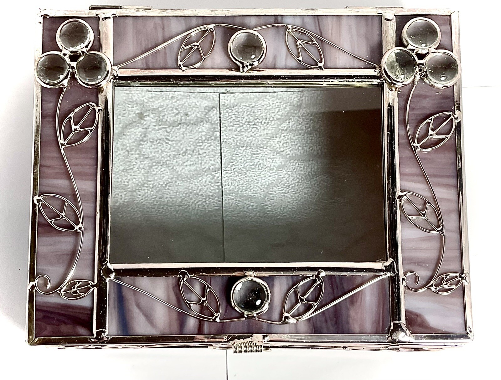 Pretty Purple Slag Glass Stained Glass Jewelry Box Trinket Box Holds ...