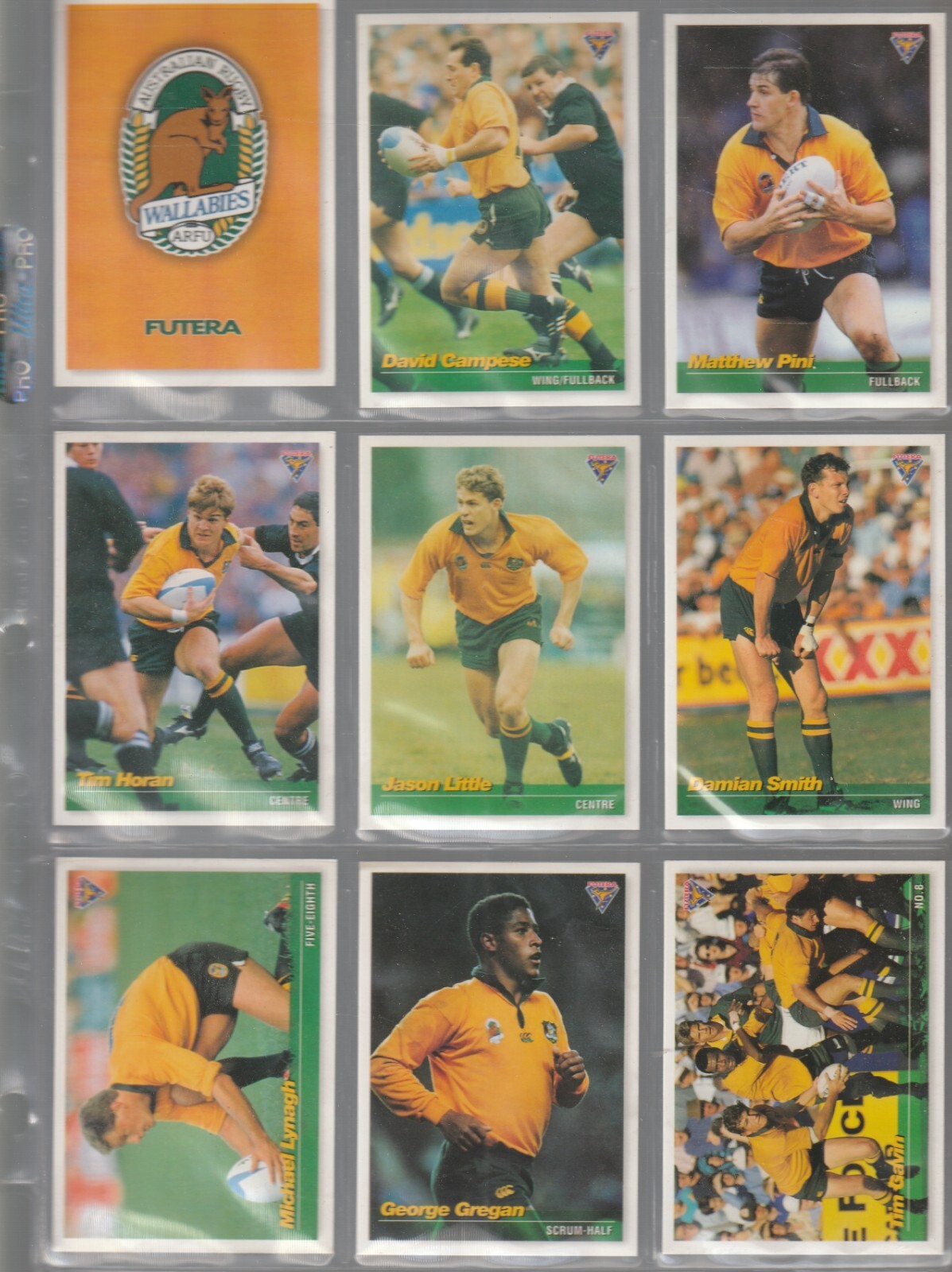 RUGBY UNION COLLECTORS CARDS , LOT OF 9 , JASON LITTLE , GEORGE GREGAN ...