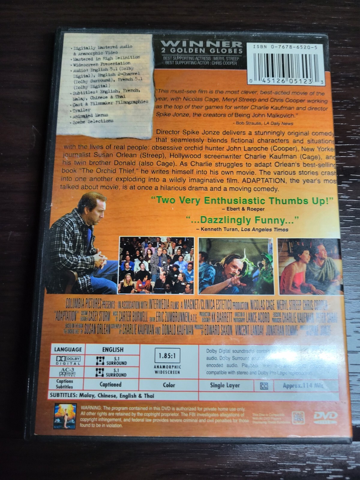 Adaptation (DVD, 2003, Superbit) Nicolas Cage, Meryl Streep, Chris ...