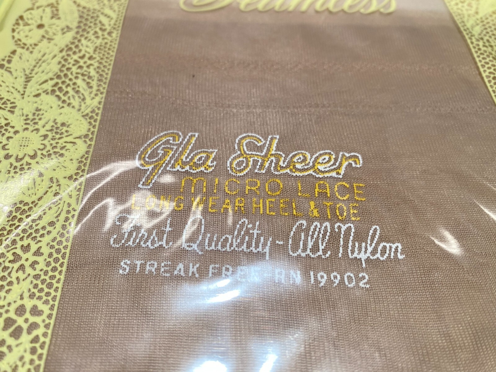 3 Pairs Gla-Sheer Vintage Nylon Garter Stockings 9 x 31" RHT Sheer Bone ...