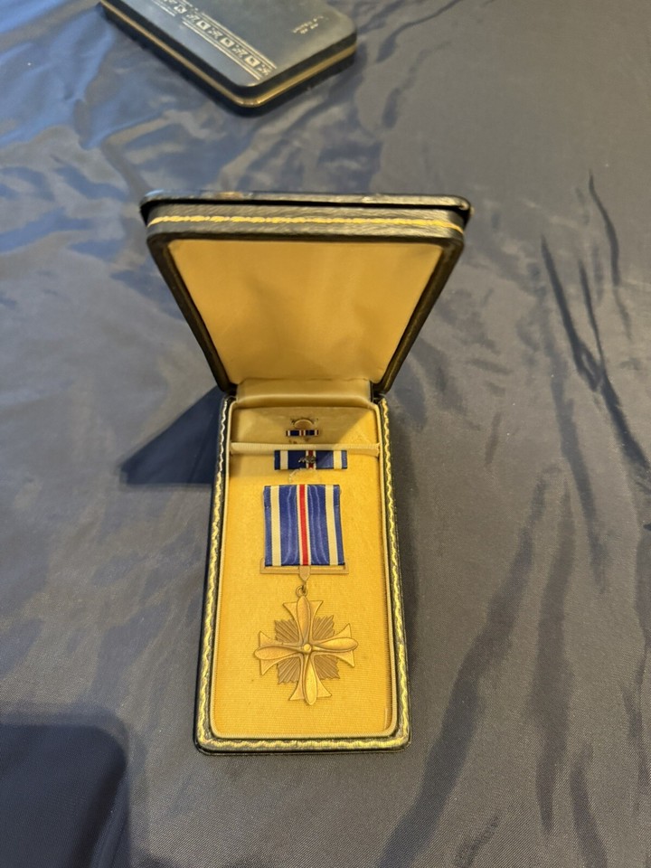 VINTAGE DISTINGUISHED FLYING CROSS MEDAL~RIBBON BAR~LAPEL PIN~CASE WWII ...