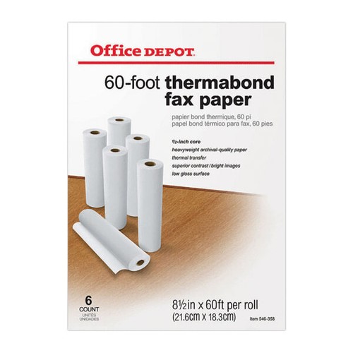 Office Depot Thermabond Fax Paper 1/2in. Core 60ft. Roll Box Of 6 Rolls ...
