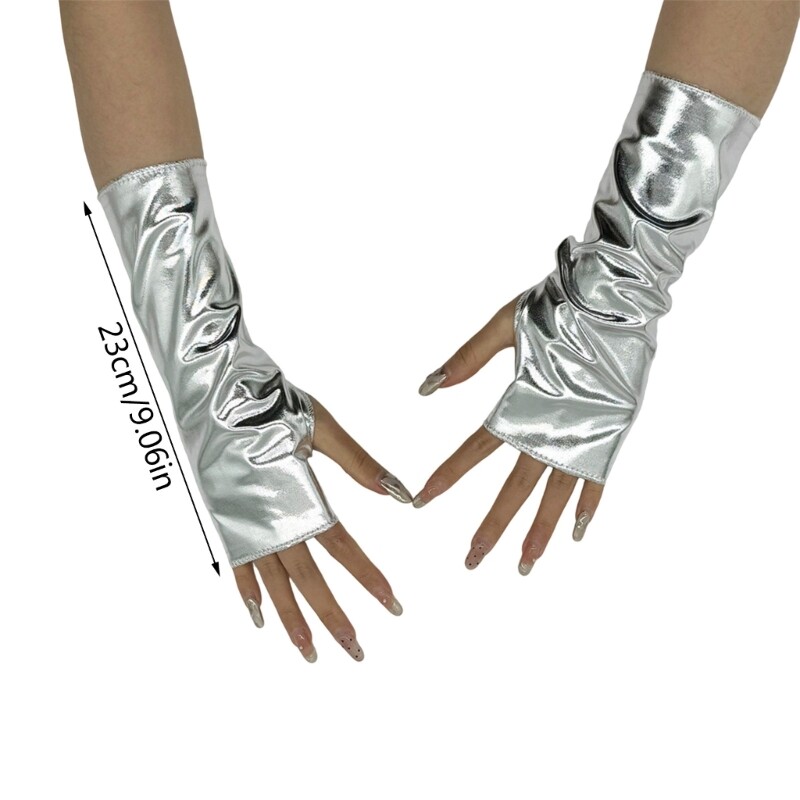 Elegant Women Wrist Lengthen PU Gloves Evening Party Mitten Dinner ...