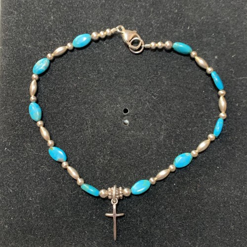 Vintage Jezaline Cross Bracelet Sterling Silver JEZ Faux Turquoise ...