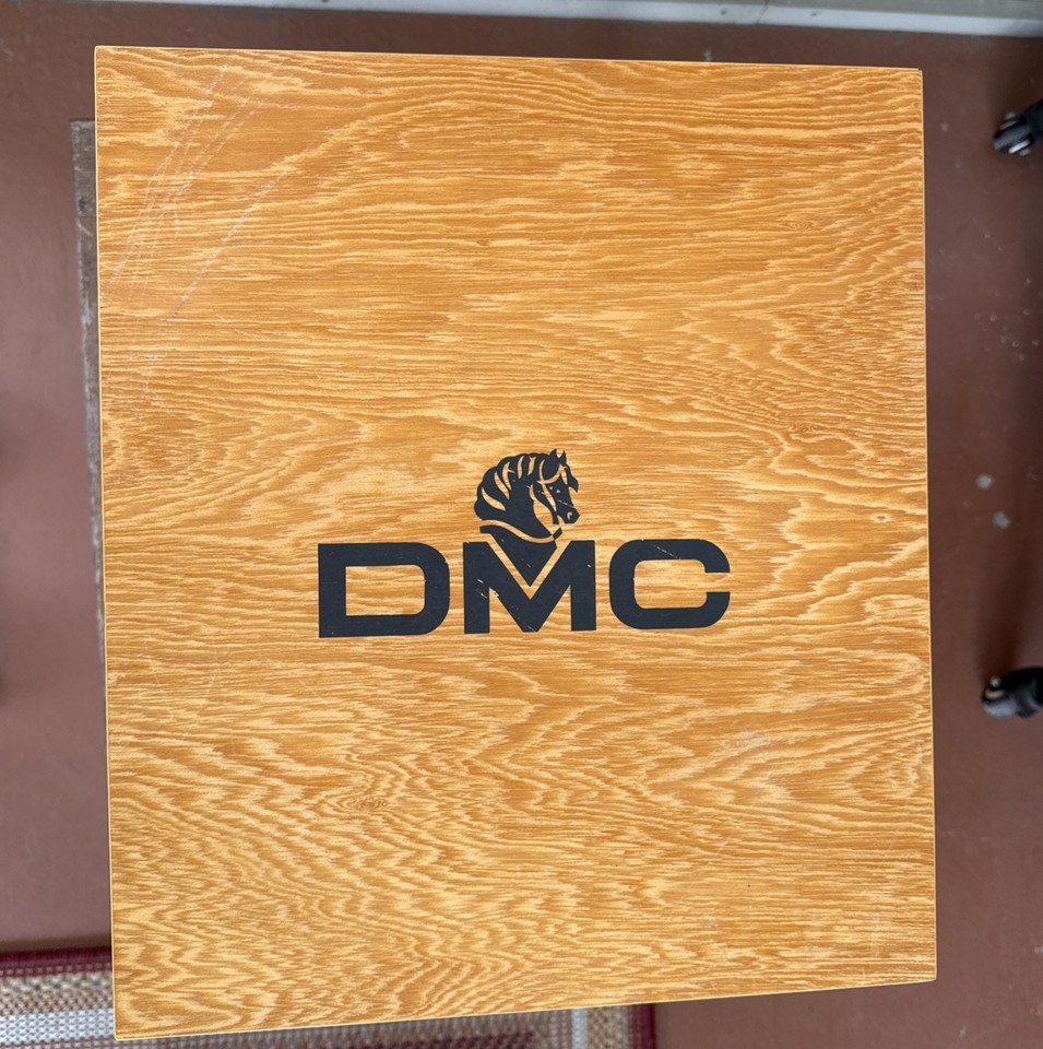 Vintage DMC Thread Floss Wooden Wood 3 Drawer Box Embroidery Storage W ...