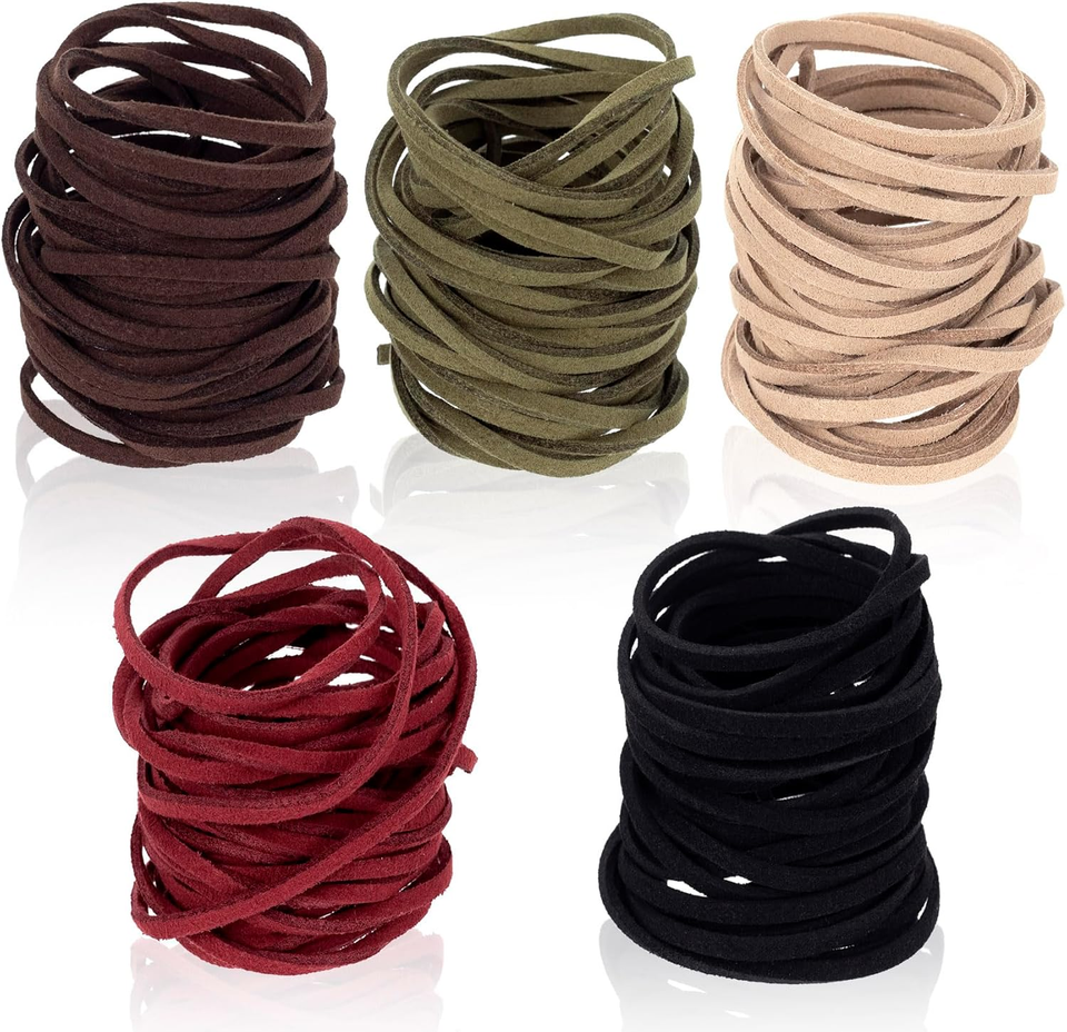 5 Rolls 4.37 Yard Flat Genuine Leather Cord, 3Mm Natural Leather Lacing ...