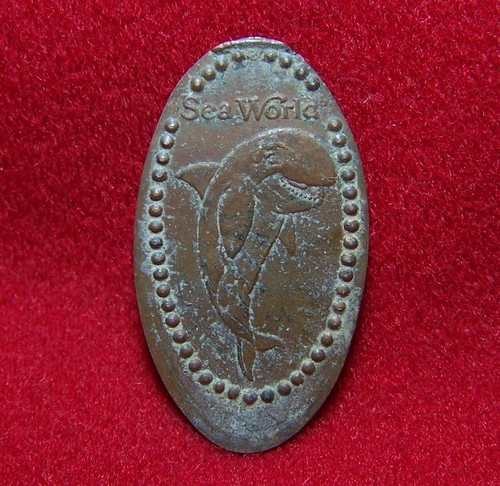 Smiling orca (killer whale) ~ SeaWorld ~ CuZn souvenir elongated penny ...