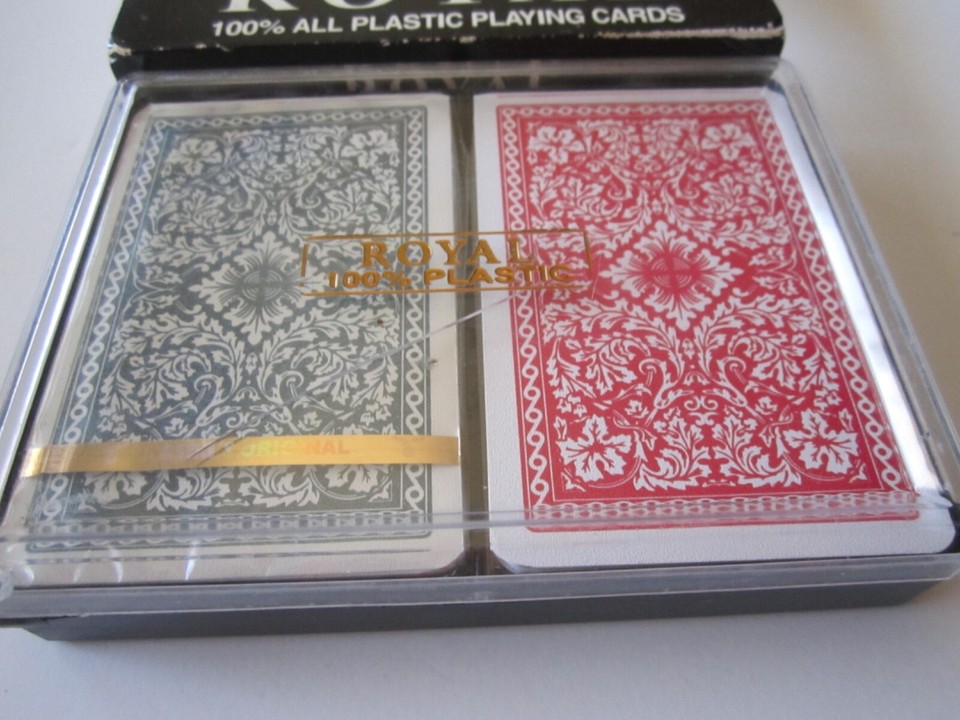 2 NEW DECKS OF ROYAL 100% ALL PLASTIC PLAYING CARDS IN PLASTIC CASE ...