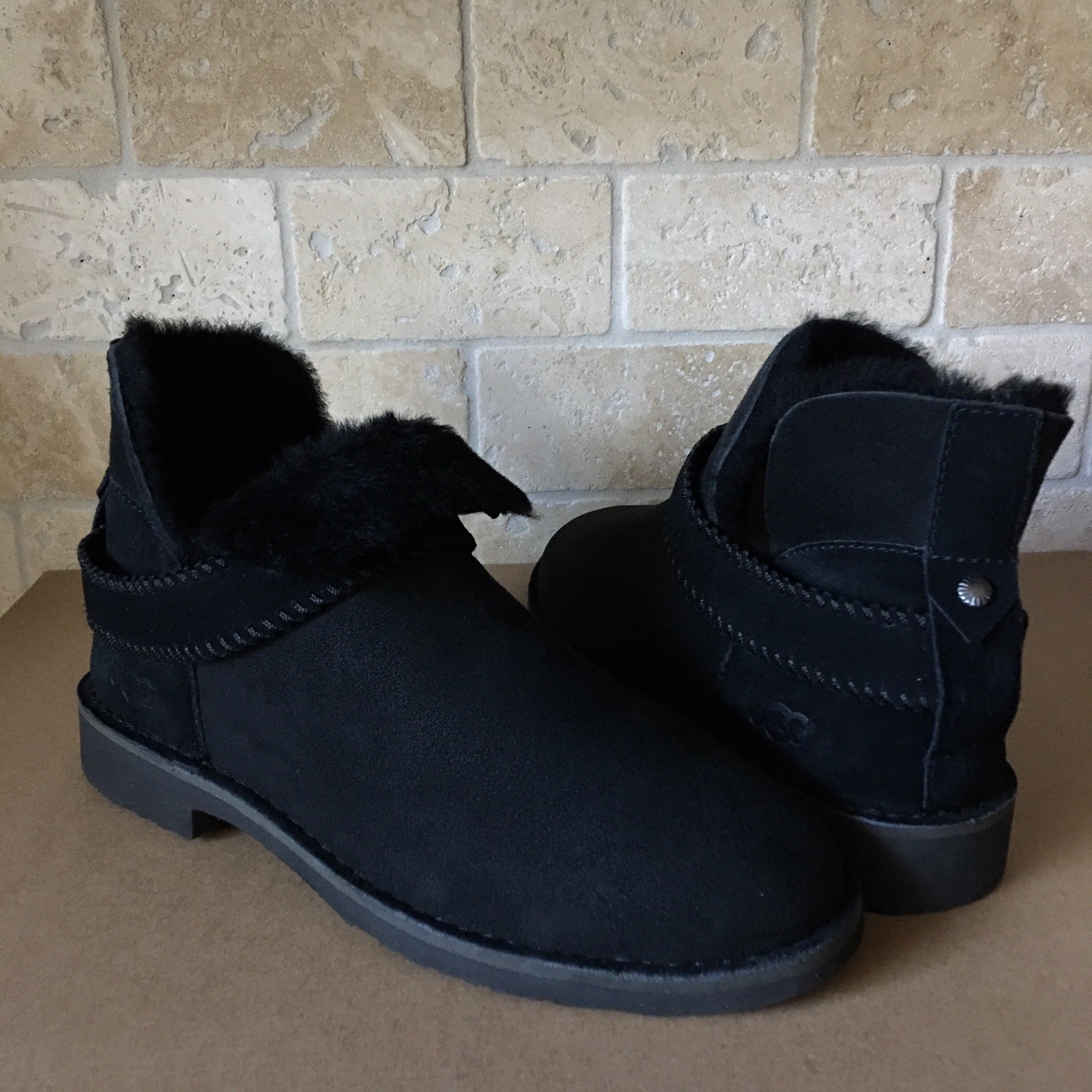 UGG Mckay Black Suede Sheepskin Ankle Boots Booties Size US 11 Womens ...