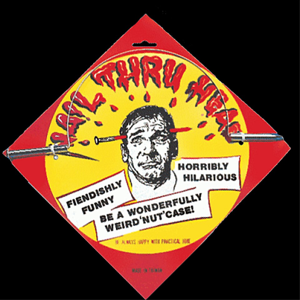 Zombie Prop SPIKE NAIL THRU HEAD TRICK Halloween Horror Funny Costume ...