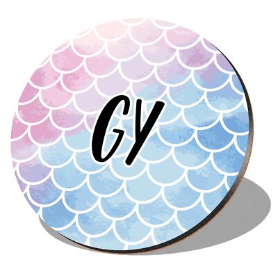1 x Round Coaster - Letters GY Mermaid Scales Fish Sea Initial #277807 ...