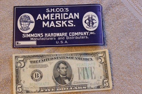 C. 1910s Simmons Hardware baseball catcher's mask ORIGINAL shipping box ...