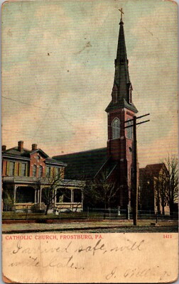 Postcard Catholic Church Frostburg PA Undivided Back Postmarked 1906 | eBay