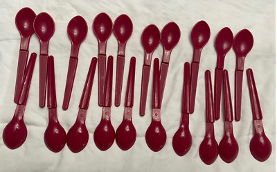 20 x Tupperware Hang on Spoons 5.5" Hard to Find Set Dark Pink Color ...