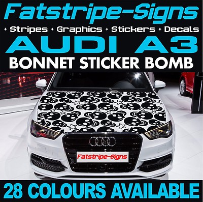 to fit AUDI A3 GRAPHICS BONNET STICKER BOMB ROOF CAR GRAPHICS DECALS ...