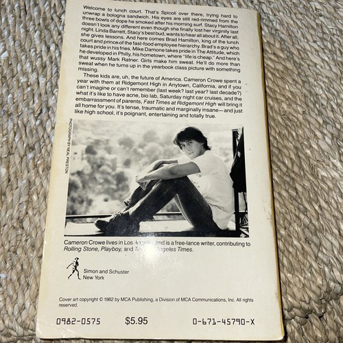 1982 Fast Times at Ridgemont High by Cameron Crowe RARE Movie Tie In ...