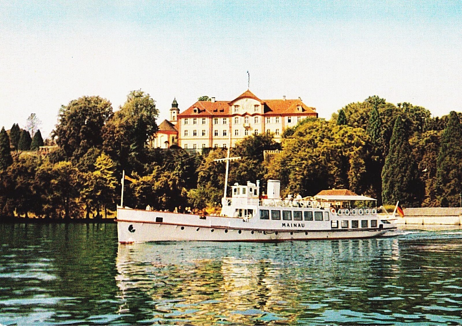 Mid Century German Travel Postcard Mainau Tour Boat Lake Constance ...