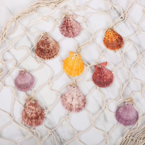 Mediterranean Nautical Decorative Fishing Net with Sea Shells Party ...