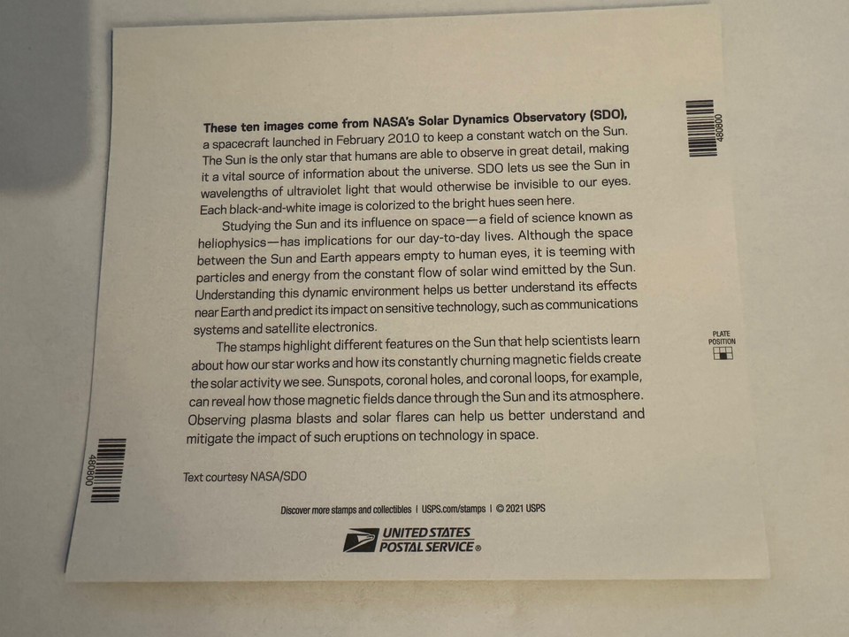Brand New USPS Stamp Sun Science Forever Stamps Sheet Of 20 Stamps 2021 ...