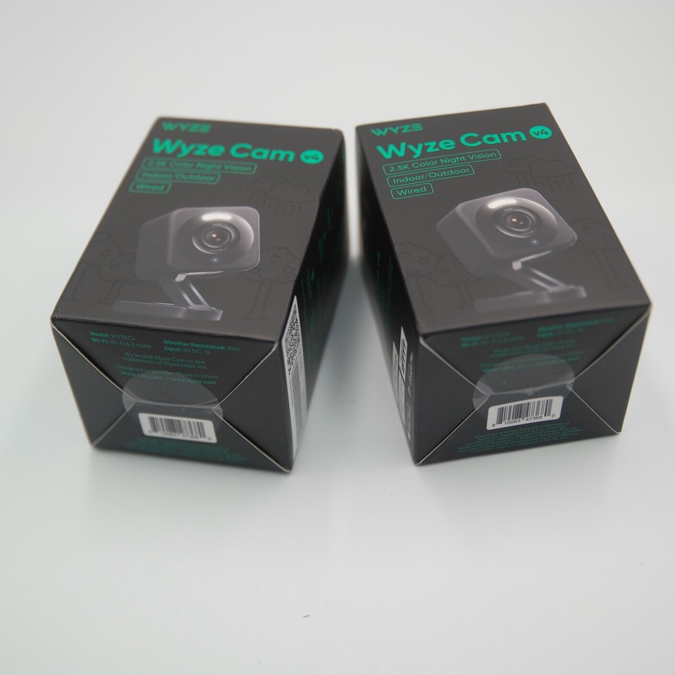 Wyze Cam V4 Wi-Fi Smart Home Security Cameras, Indoor/Outdoor, 2 Pack ...