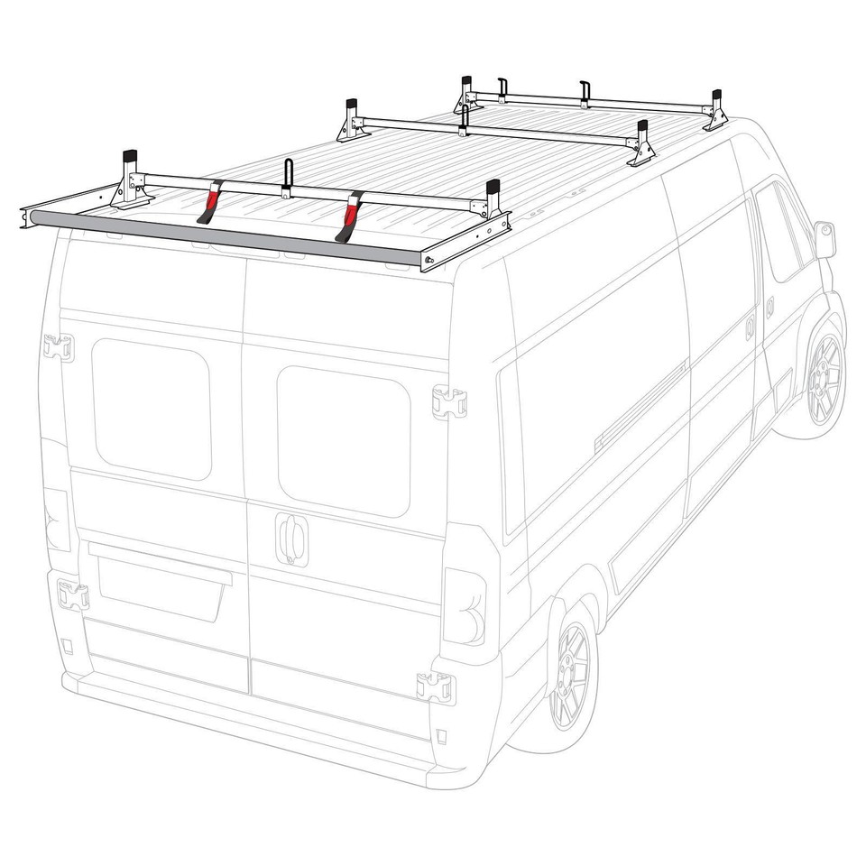 Vantech 3 Bar White ALUMINUM Ladder Roof Rack System w/ROLLER RAM ...