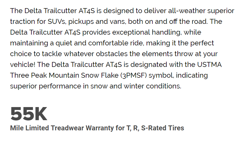 Delta Trailcutter AT4S 225/75R16 Tire for sale online | eBay