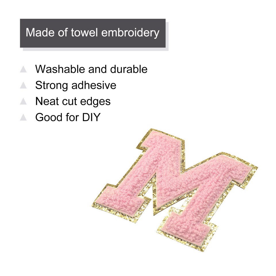 3PCS Chenille Letters M Patches Large Size 80mm/3.15 Inch Golden ...