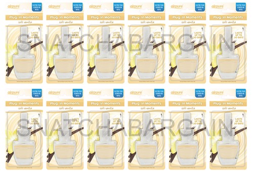 12 X AIRPURE PLUG-IN REFILL MOMENTS SOFT VANILLA FITS ALL LEADING ...