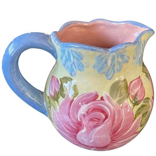 Vintage Hand Painted Floral Multi Ceramic Mini Pitcher Shabby Chick ...