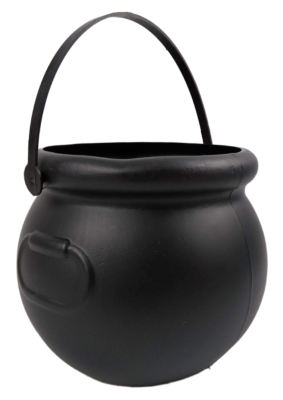 Mini HALLOWEEN Treat Pail with Handle Witch Couldron Pot Black Plastic ...