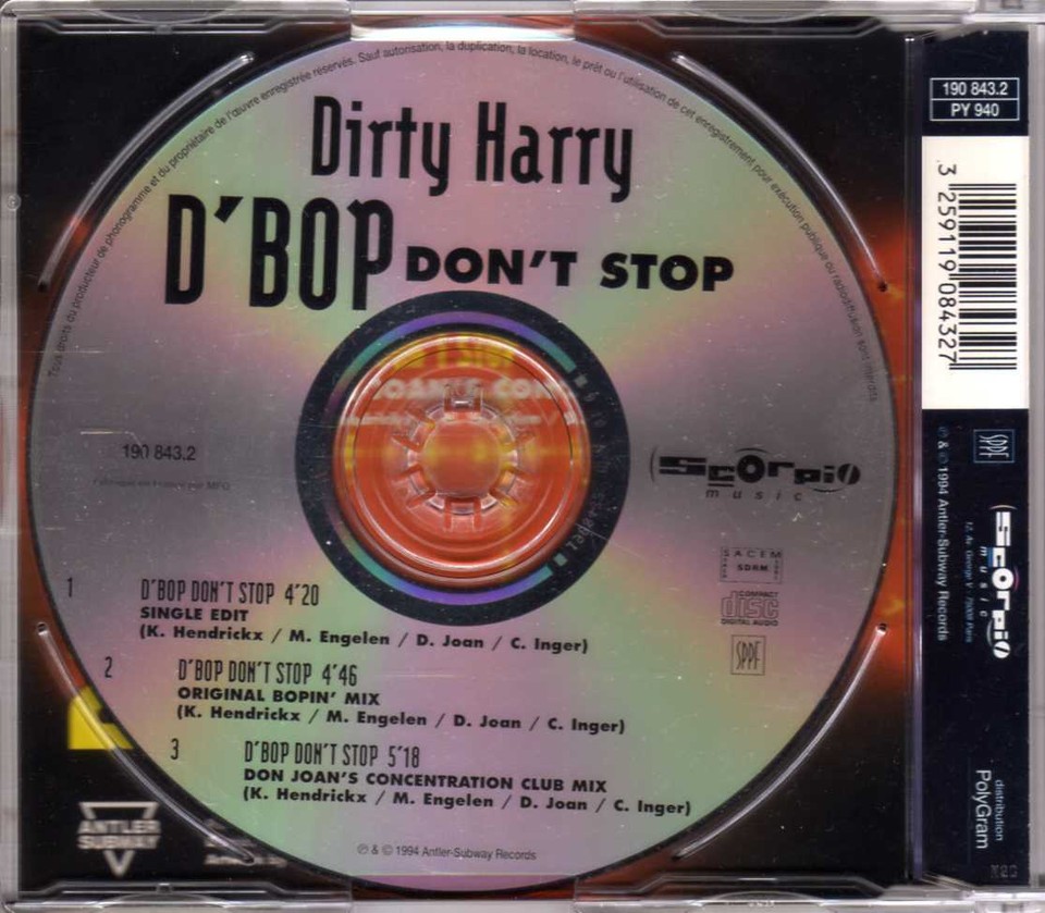 Dirty Harry - D'Bop Don't Stop - CDM - 1994 - Eurohouse 3TR Scorpio ...