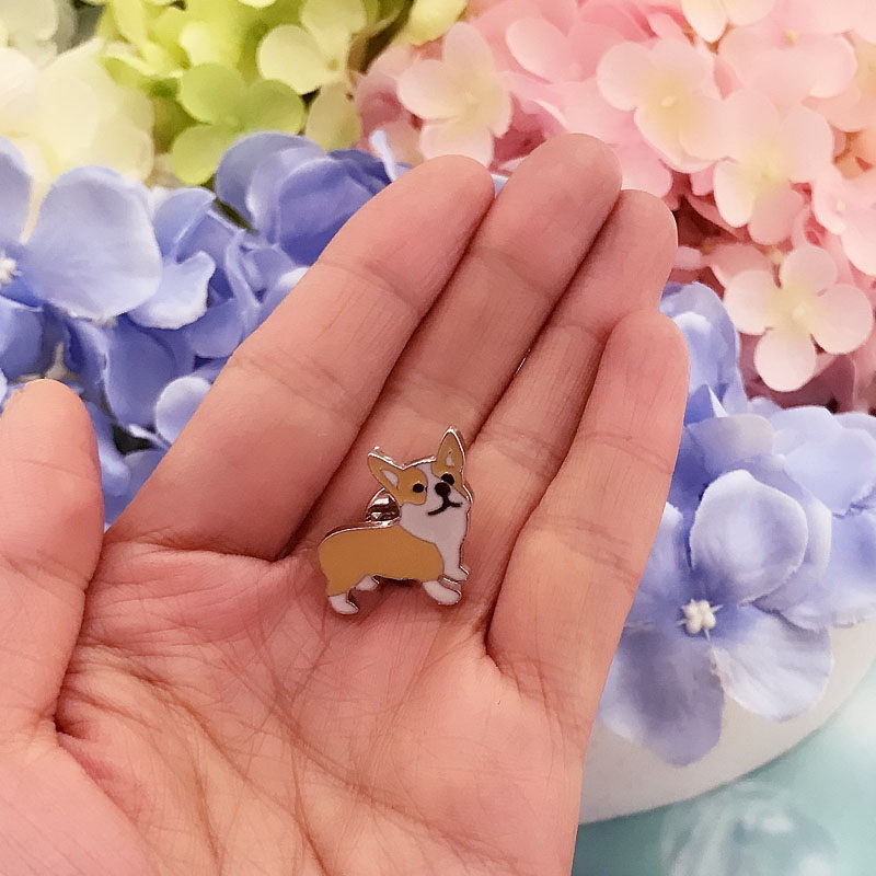 Tricolor Pembroke Welsh Corgi dog collar pin badge lapel brooch ...