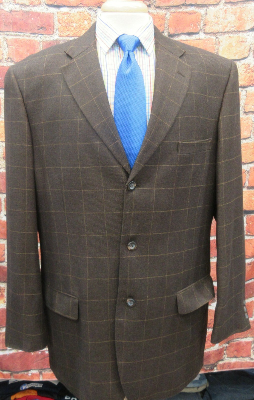 44 LONG- MAZZONI BROWN WINDOW PANE SPORT COAT 3 BUTTON | eBay