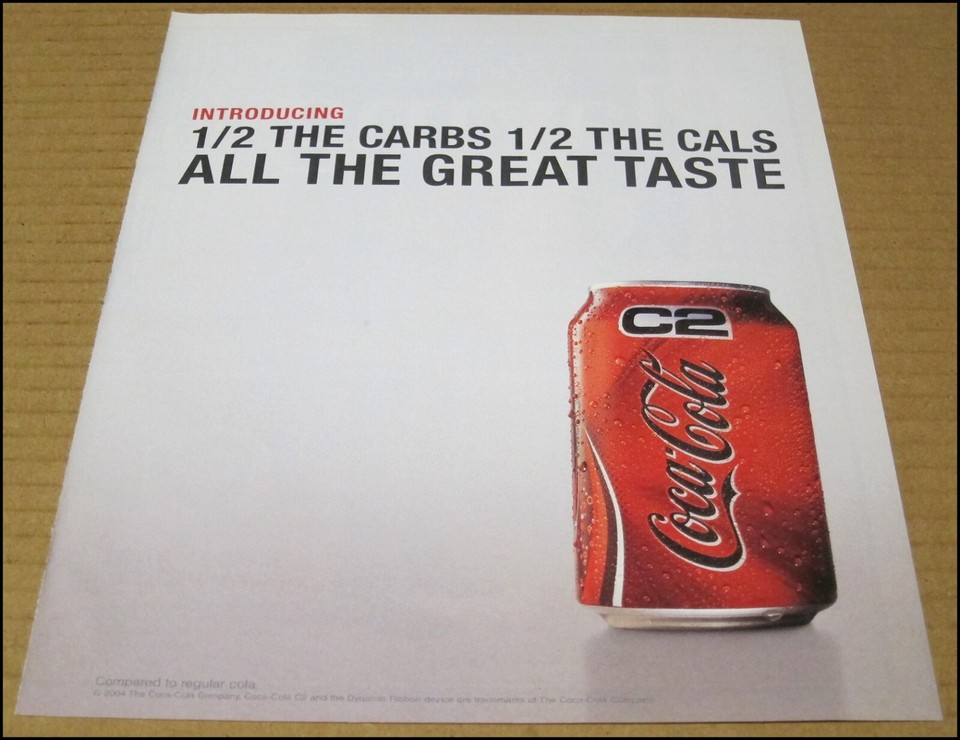 2004 Coca-Cola C2 Print Ad Advertisement Vintage 8"x10.25" Introducing ...