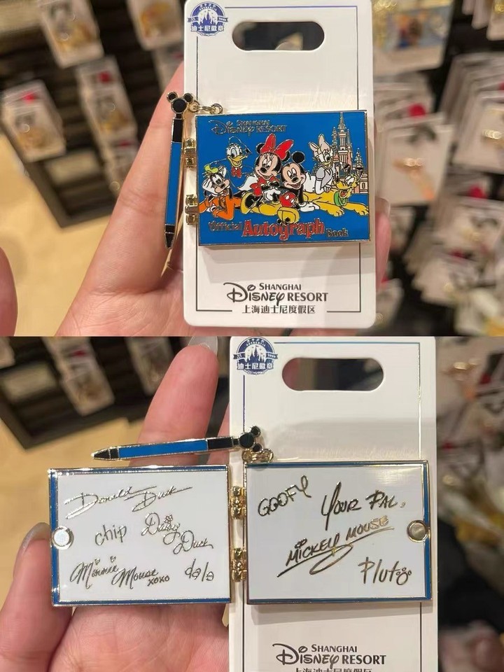 Authentic shanghai Disney Pin Mickey Princess Signature Autograph Badge ...