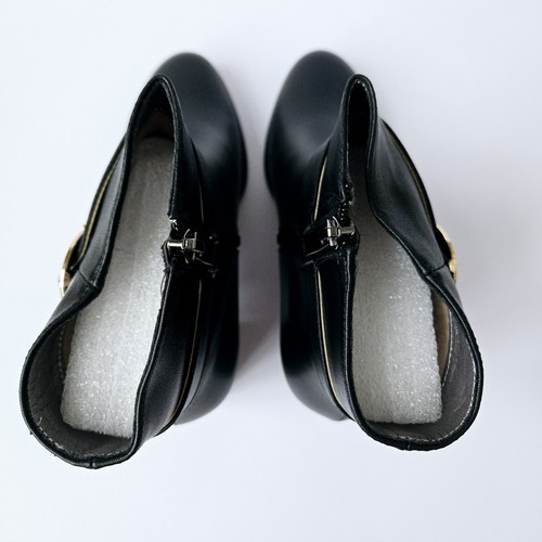 Numaleo Womens Size 7 Pointed Toe Boot Ankle Booties Gold Buckle Faux ...