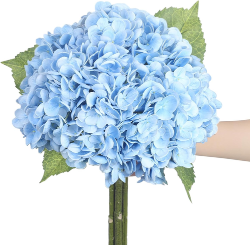Blue Hydrangea Artificial Flowers Faux Hydrangea Flowers 21 Inch Blue ...