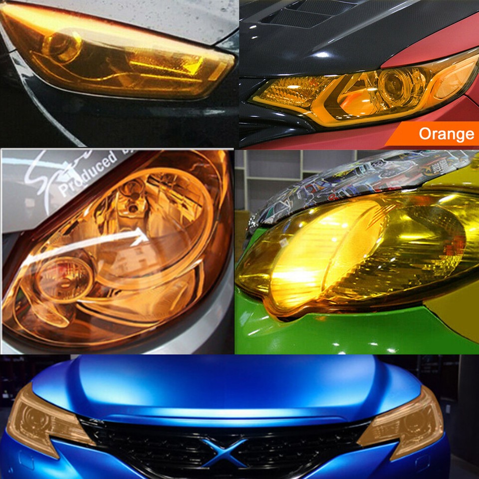 48x12 Inch Orange Vinyl Film Trim Wrap Fit Headlight taillight Fog ...