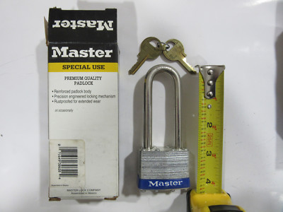 Master Lock 1LJ Pad Lock Keyed Different Long Shackle 2-1/2" Clearance ...