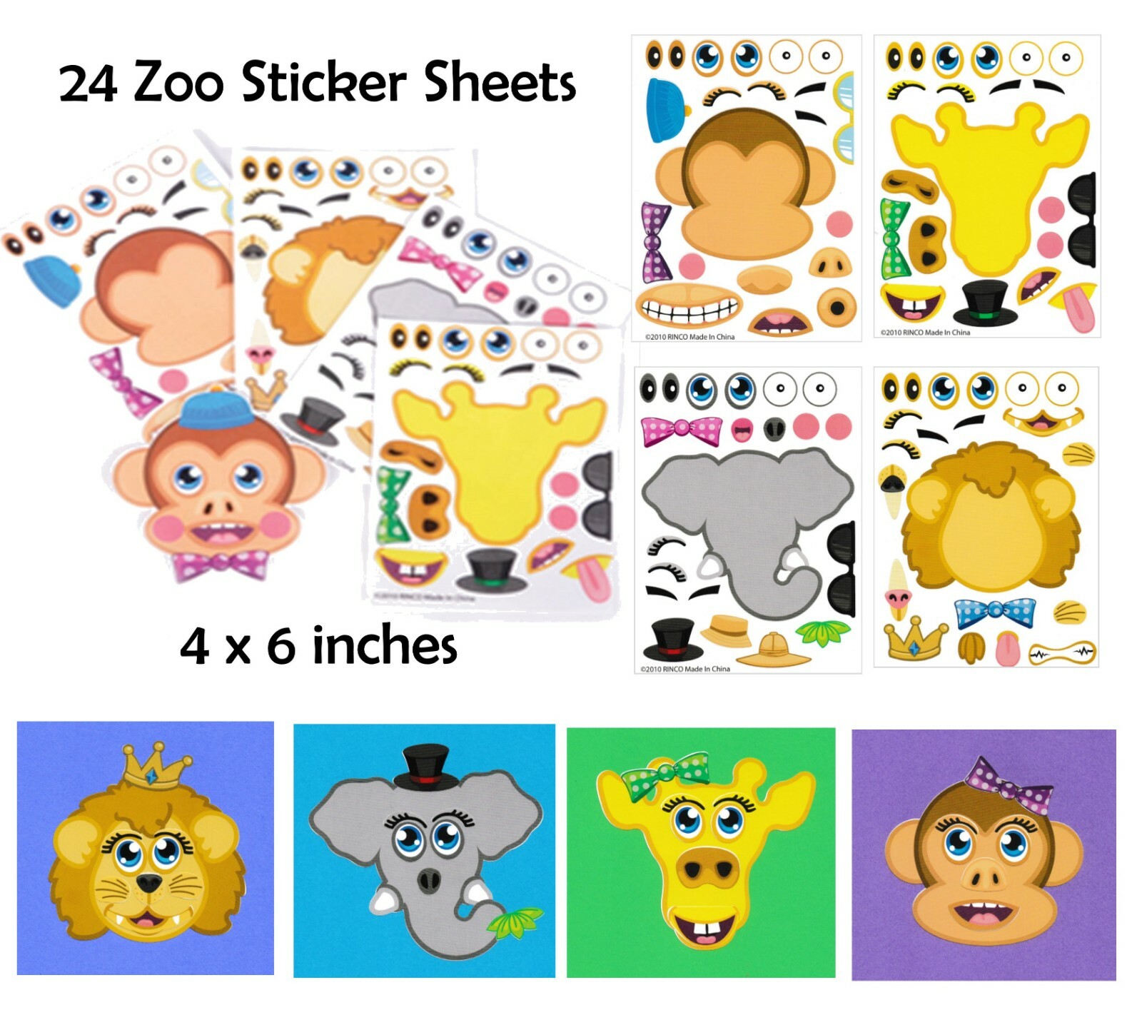 24 ~ Make-a-Zoo Sticker Sheet. Zoo, Jungle Party Favors Supplies ...